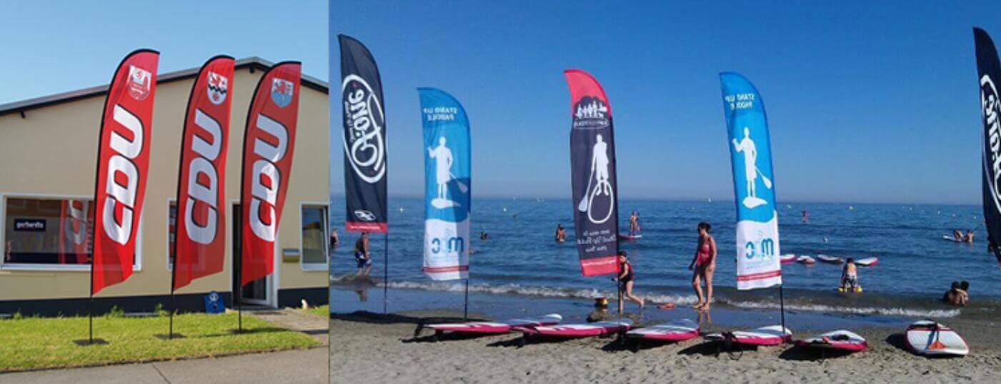 Double Sided Feather Flags | Read Correctly on Both Sides